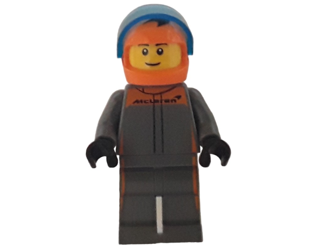 LEGO Set fig-014771 Race Driver - Dark Bluish Grey Racing Suit, Orange ...