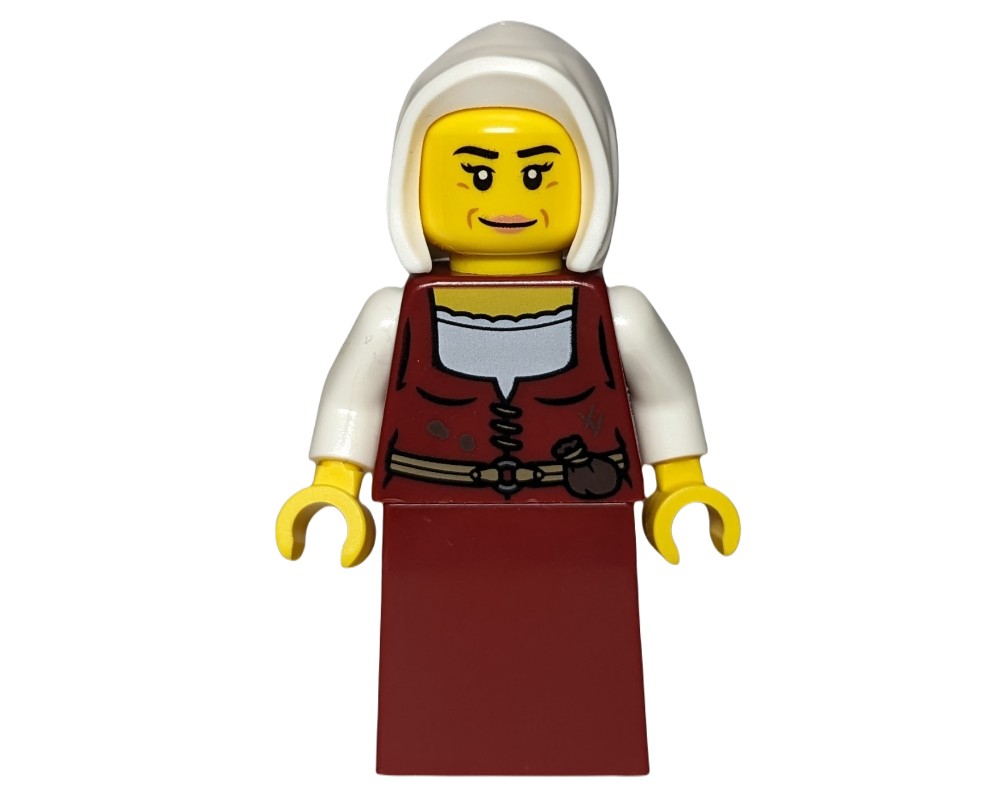 LEGO Set fig-014807 Innkeeper, Dark Red Dress, White Hood | Rebrickable ...