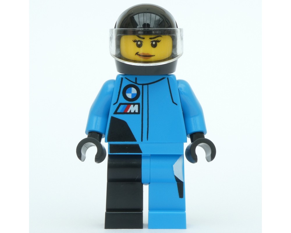 LEGO Set fig-014817 Race Driver - Dark Azure Racing Suit, Black Helmet ...
