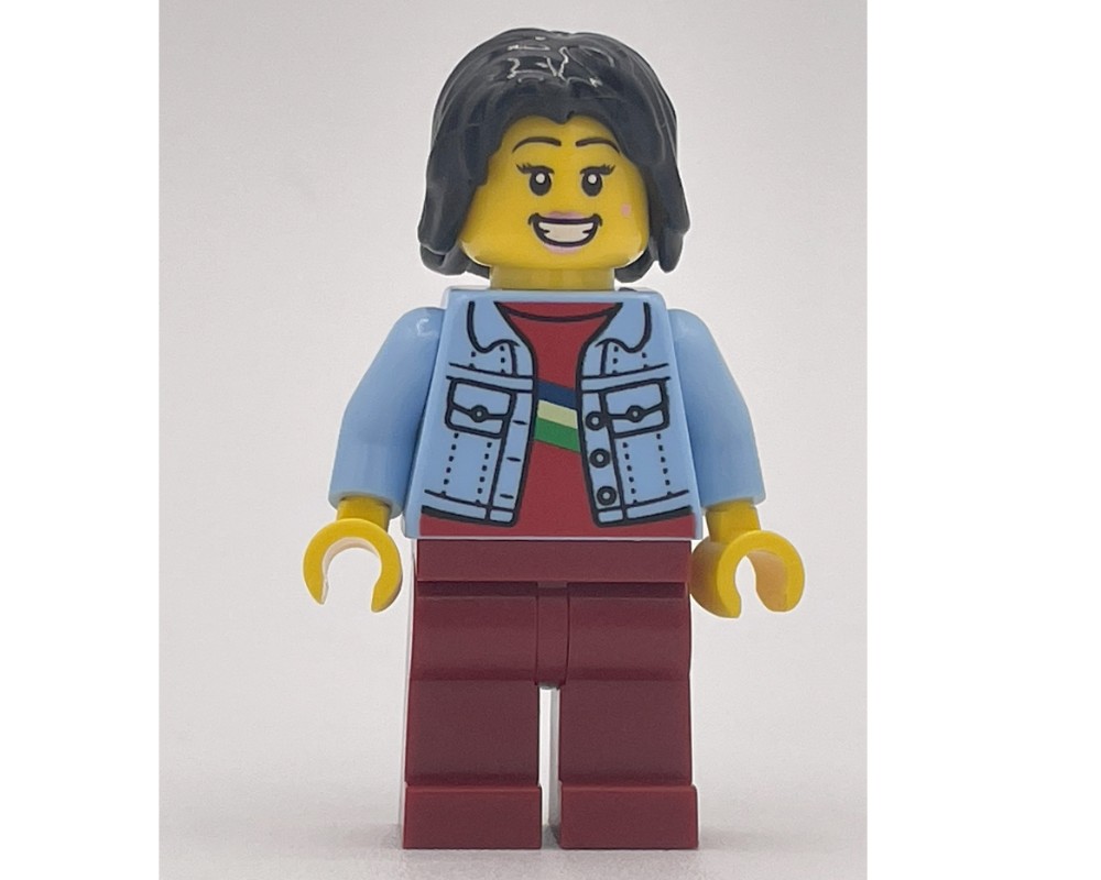 LEGO Set fig-014831 Bright Light Blue Torso, Dark Red Legs, Black Hair ...