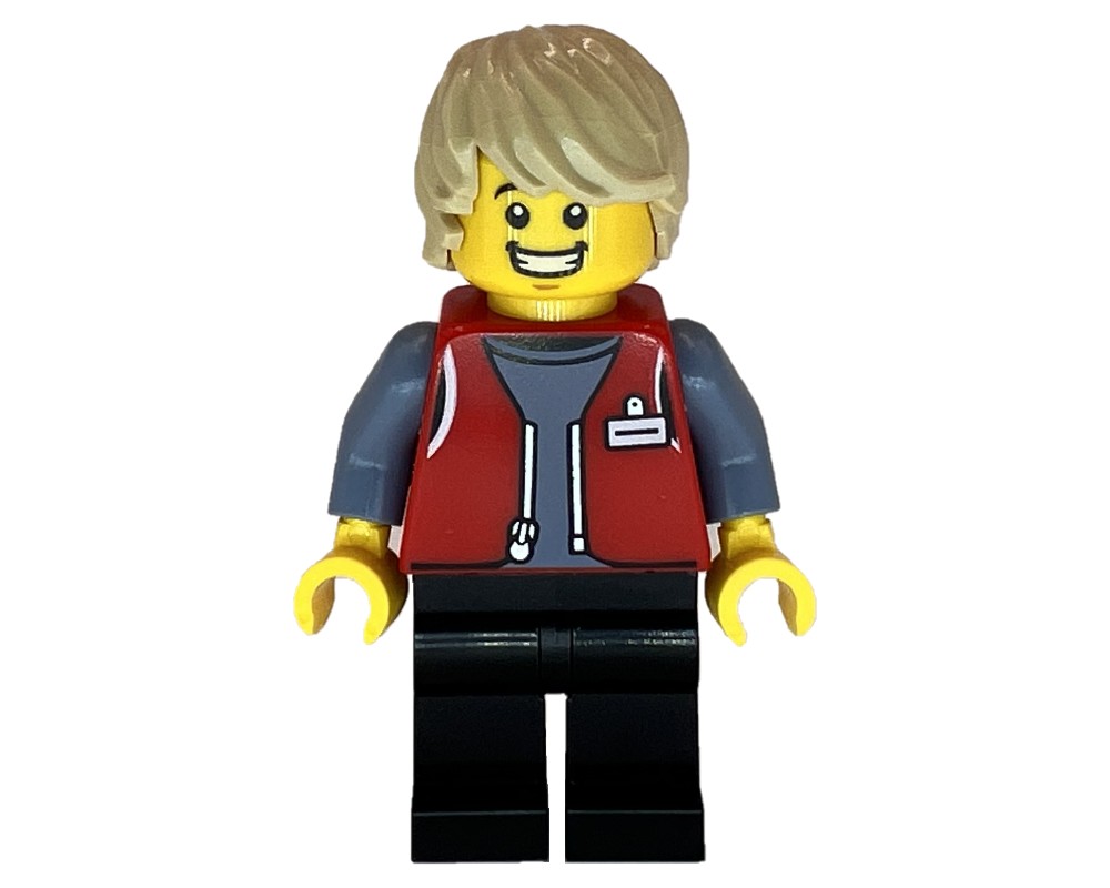 LEGO Set fig-015197 LEGO Employee, Red Jacket, Black Legs | Rebrickable ...