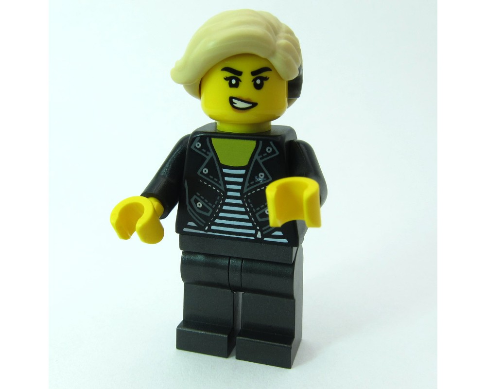 LEGO Set fig-015203 Woman, Black Jacket, Pearl Titanium Legs, Hearing ...