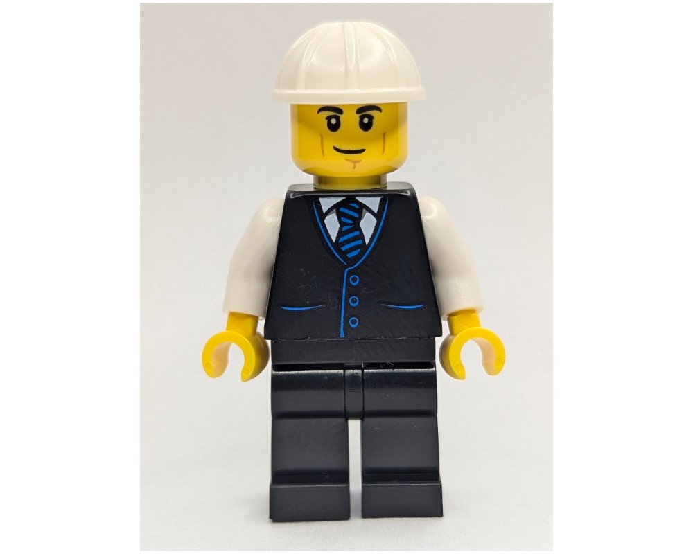 LEGO Set fig-015216 Construction Foreman, Black Suit, White Hard Hat ...