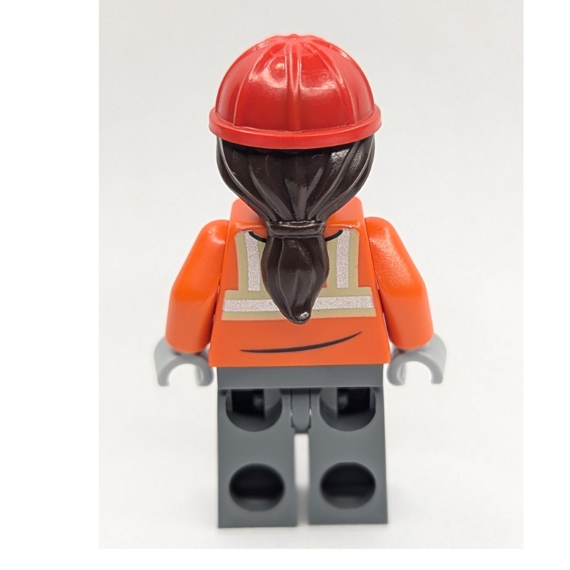 LEGO Set fig-015217 Construction Worker, Reddish Orange Jacket, Red ...