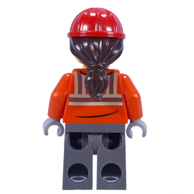 LEGO Set fig-015229 Construction Worker, Reddish Orange Jacket, Red ...