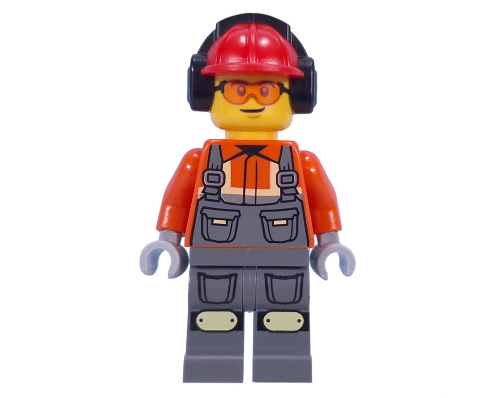 LEGO Set fig-015231 Construction Worker, Reddish Orange Jacket, Overall ...