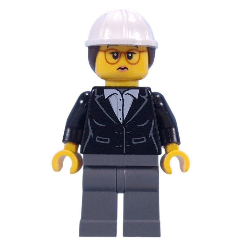 LEGO Set fig-015232 Construction Supervisor, Black Jacket, White Hard ...