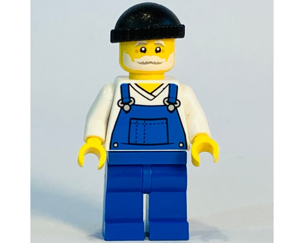 LEGO Set fig-015244 White Torso, Blue Overall, Black Cap | Rebrickable ...