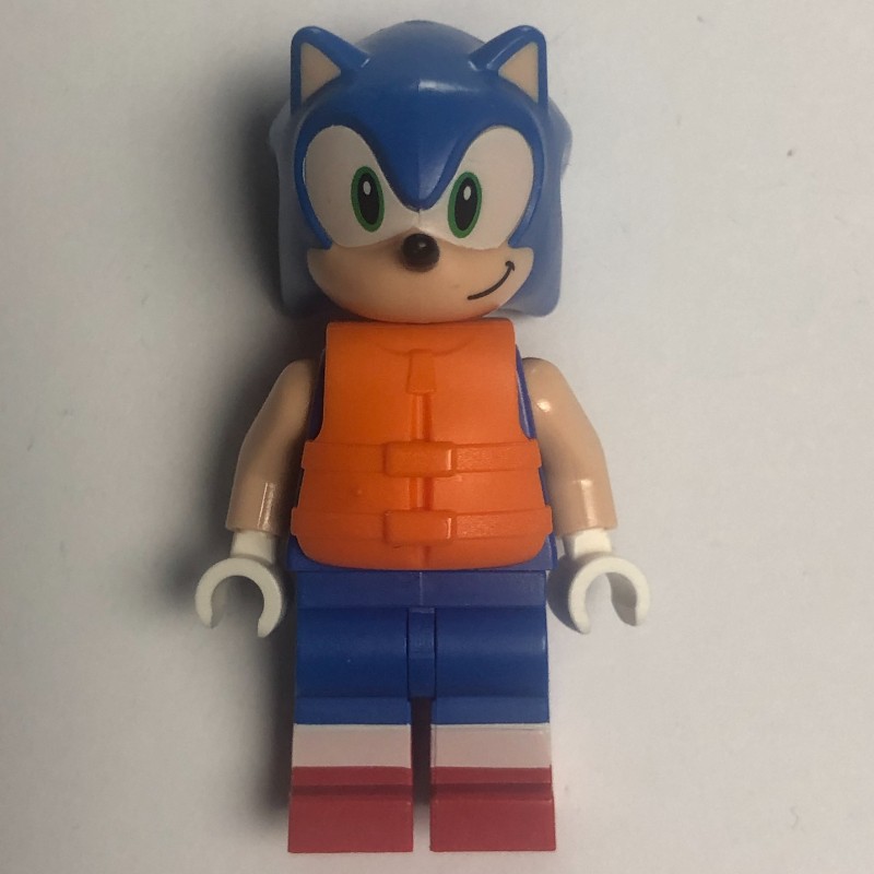 LEGO Set fig-015297 Sonic the Hedgehog, Light Nougat Face, Green Eyes, Orange Life Vest ...