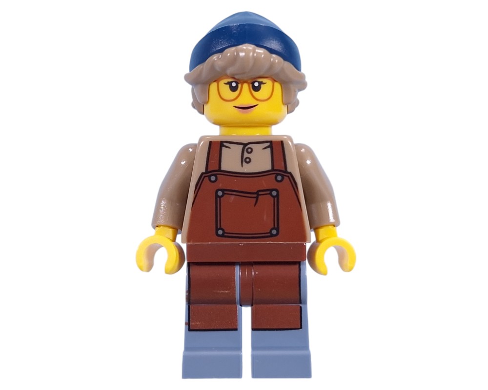 LEGO Set fig-015614 Barista, Reddish Brown Apron, Dark Blue Beanie ...