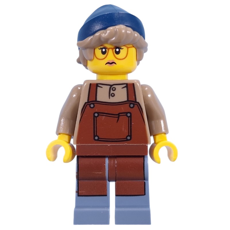 LEGO Set fig-015614 Barista, Reddish Brown Apron, Dark Blue Beanie ...