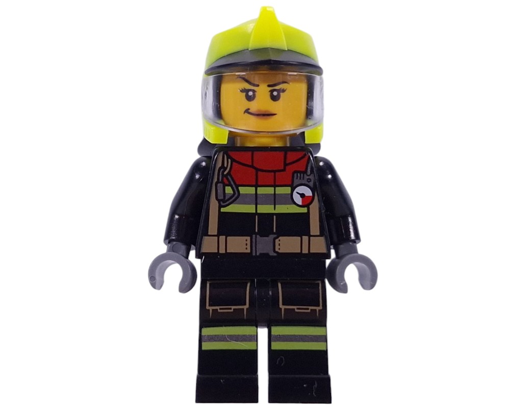 LEGO Set fig-015988 Firefighter, Black Fire Suit, Vibrant Yellow Helmet ...