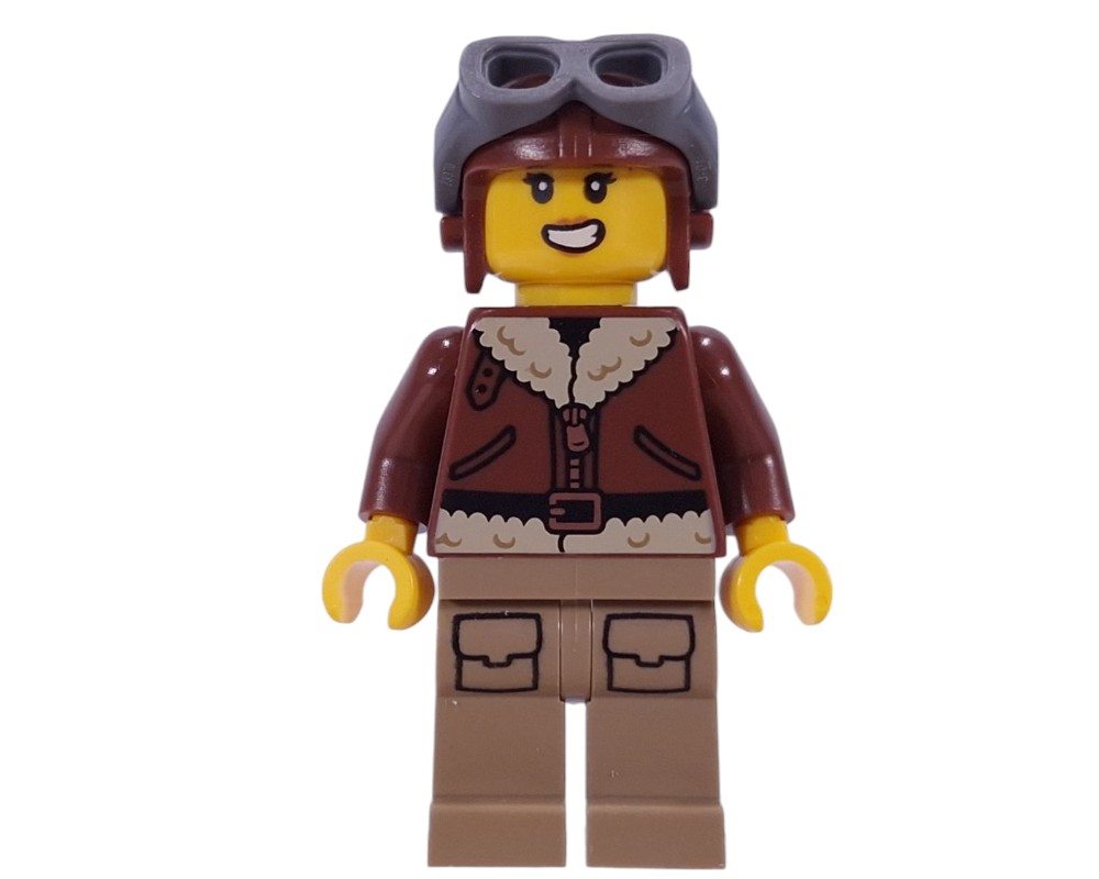 LEGO Set fig-015989 Pilot, Dark Brown Jacket, Dark Tan Legs, Aviator ...