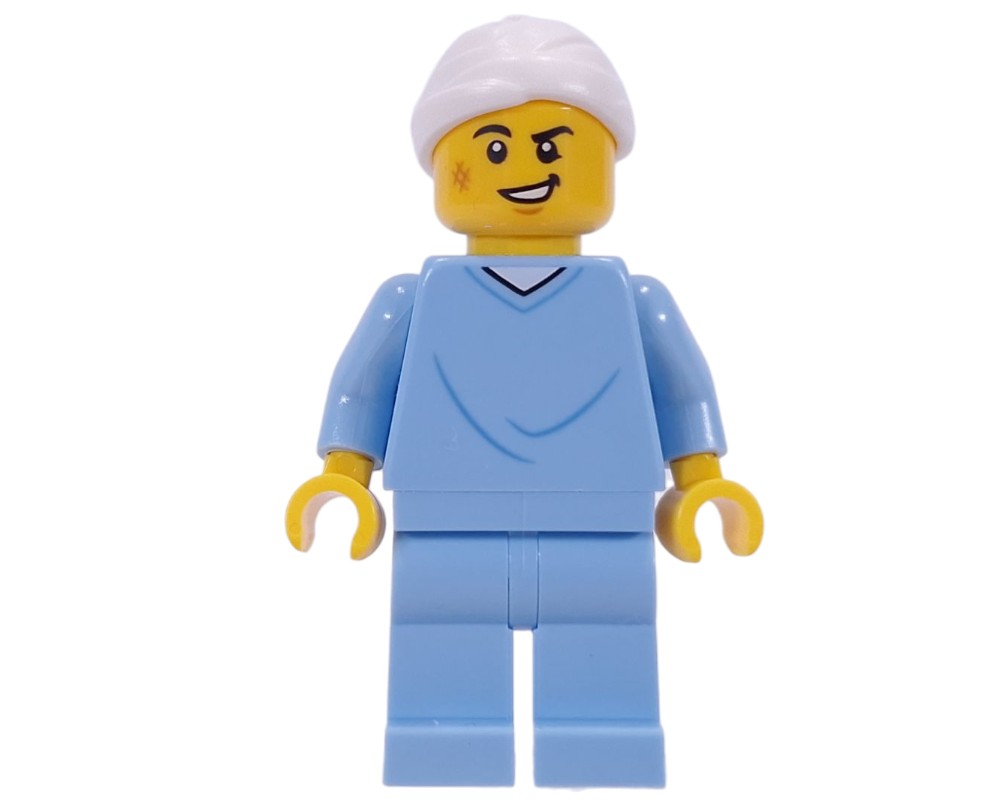 LEGO Set fig-015990 Patient, Bright Light Blue Scrubs, Bandage ...