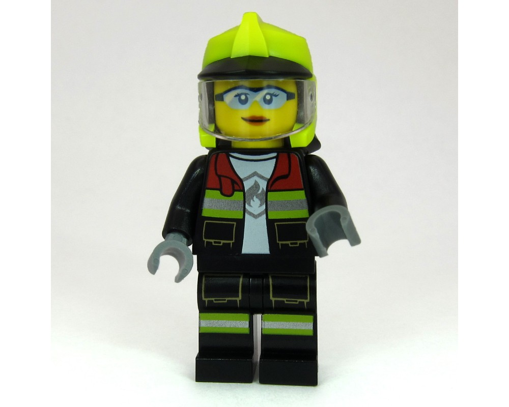 LEGO Set fig-015995 Firefighter, Black Fire Suit, Vibrant Yellow ...