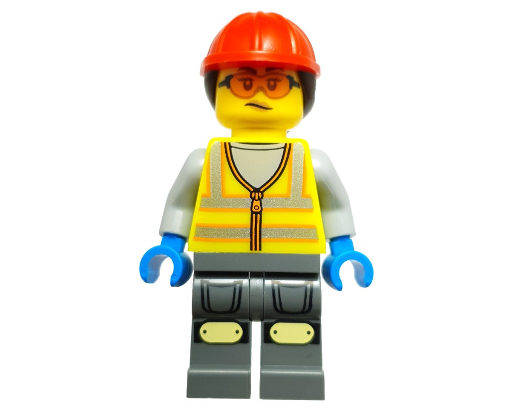 LEGO Set fig-016127 Workshop Mechanic, Vibrant Yellow Safety Vest, Dark ...