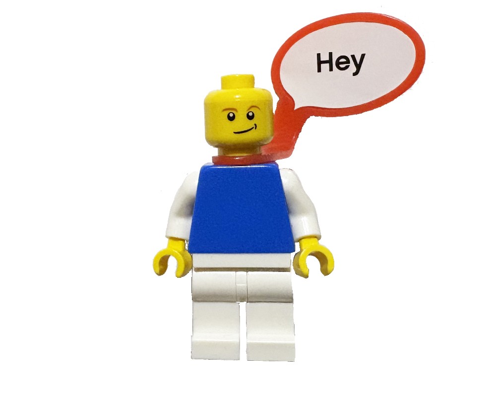 LEGO Set fig-016173 Blue Torso, White Torso, Red Speech Bubble ...