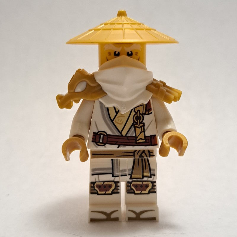 LEGO Set fig-016342 Master Wu, White Shoulder Armor and Mask, Pearl ...