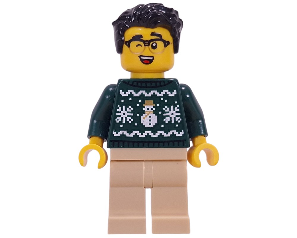 LEGO Set fig-016751 Dark Green Sweater, Tan Legs, Black Hair ...