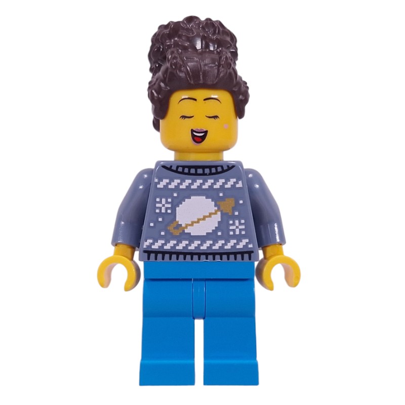LEGO Set fig-016753 Sand Blue Sweater, Dark Azure Legs, Dark Brown Hair ...