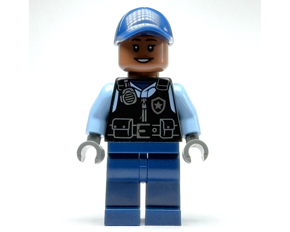 LEGO Set fig-016833 Security Guard, Black Vest, Dark Blue Legs ...
