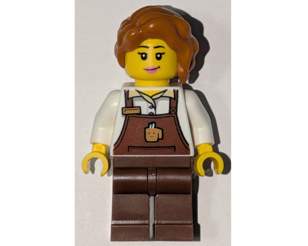LEGO Set fig-017010 Barista, Reddish Brown Apron, Dark Orange Hair ...