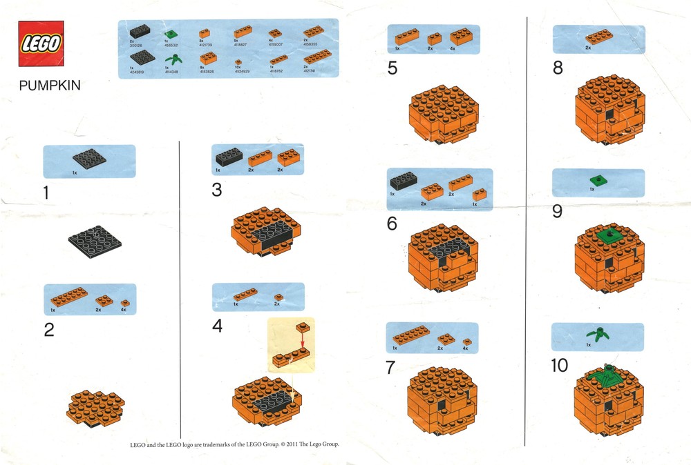 LEGO Set PUMPKIN-1 Pumpkin (2011 Promotional) | Rebrickable - Build ...