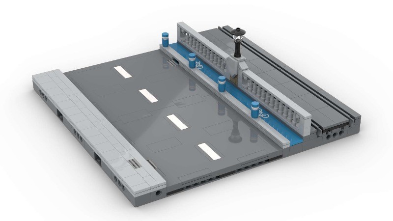 LEGO MOC MILS Modified 32x32 Road Module, Straight with Bicycle Lane ...