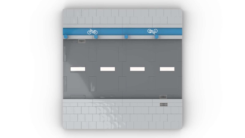 LEGO MOC MILS Modified 32x32 Road Module, Straight with Bicycle Lane by ...