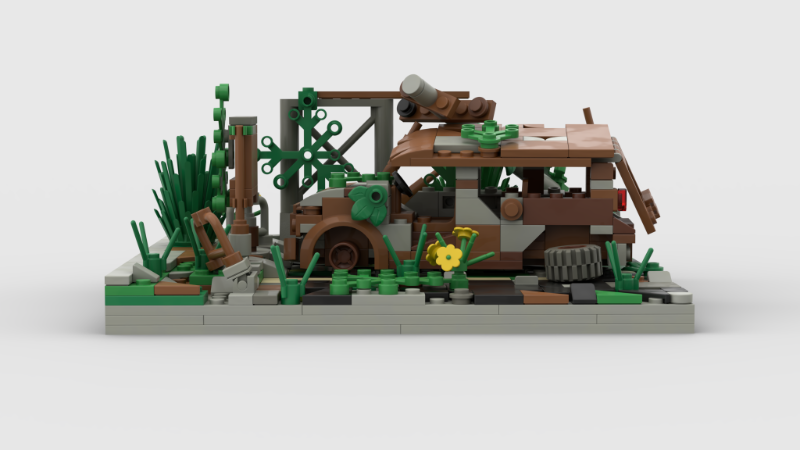 LEGO MOC Post-apocalyptic post-apocalyptic parking lot scene (display ...