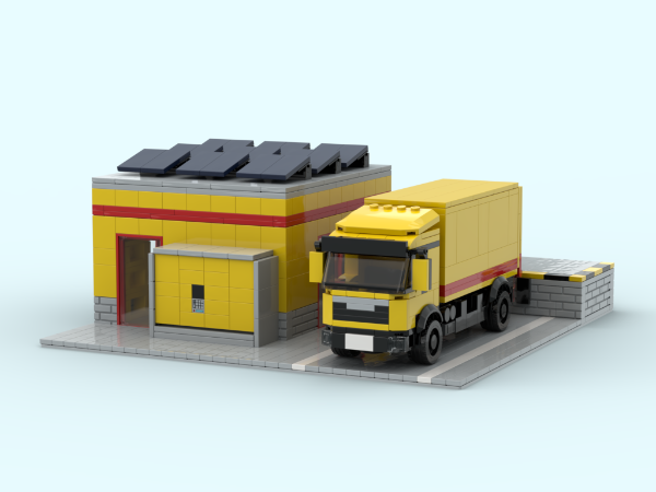LEGO MOC DHL Station mit LKW MAN Truck Post Diorama by BK Brick Design ...