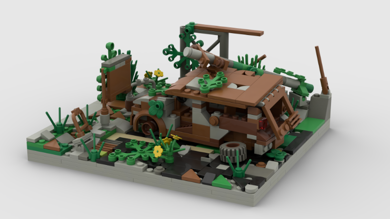 LEGO MOC Post-apocalyptic post-apocalyptic parking lot scene (display ...