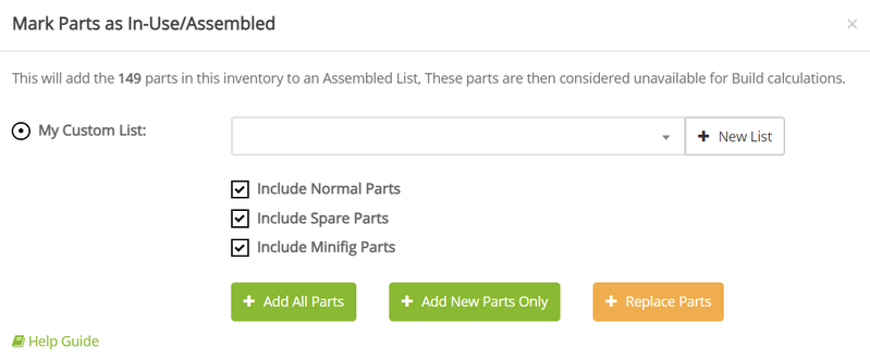 Rebrickable Help Guide: Assembled Lists | Rebrickable - Build with LEGO