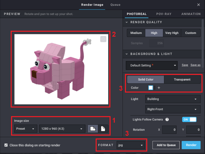 Rebrickable Help Guide: Studio - Rendering | Rebrickable - Build with LEGO