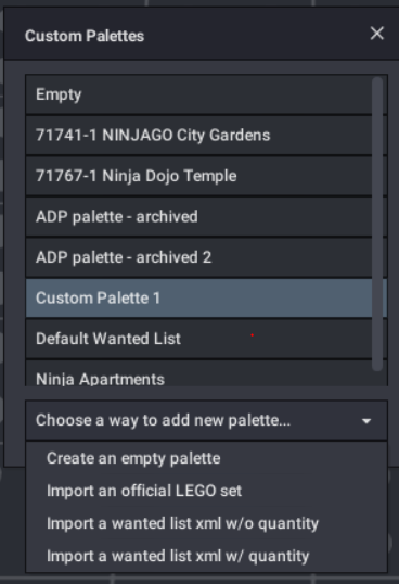 Rebrickable Help Guide: Studio - Custom Palettes | Rebrickable - Build ...