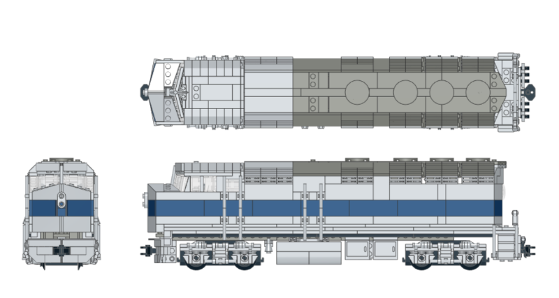 LEGO MOC EMD F40PH Amtrak Phase IV O scale 1:48 (with interior) by Cola2012 | Rebrickable ...