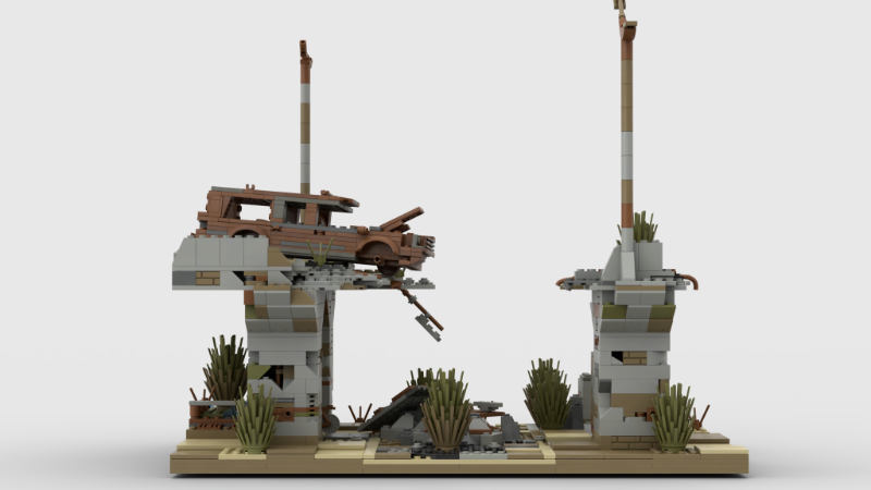 LEGO MOC Post-apocalyptic apocalypse - Broken Bridge scene (for display ...