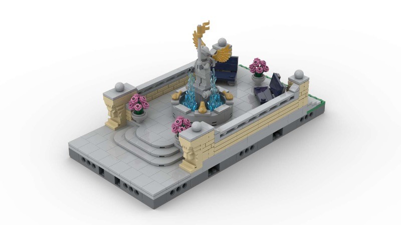 LEGO MOC MILS Modified 16x32 Park Module with Fountain, 40221 Fountain ...