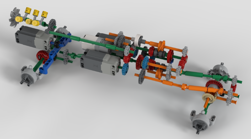 LEGO MOC-206554 Gearbox, V6 engine, axles Mod for 42129 4x4 Mercedes ...