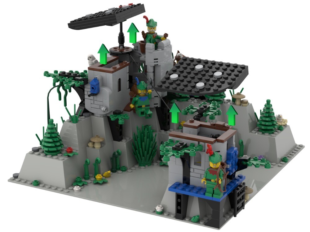 LEGO MOC Forestmen Rope Escape Hideout | Zipline over Canyon | Mountain ...