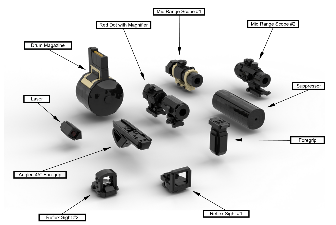 LEGO MOC-197007 Attachments for AR-15 by OzarOwl | Rebrickable - Build ...