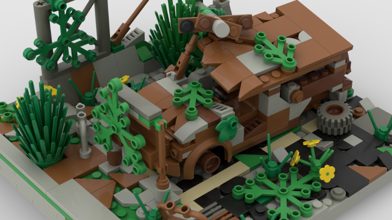 LEGO MOC Post-apocalyptic post-apocalyptic parking lot scene (display ...