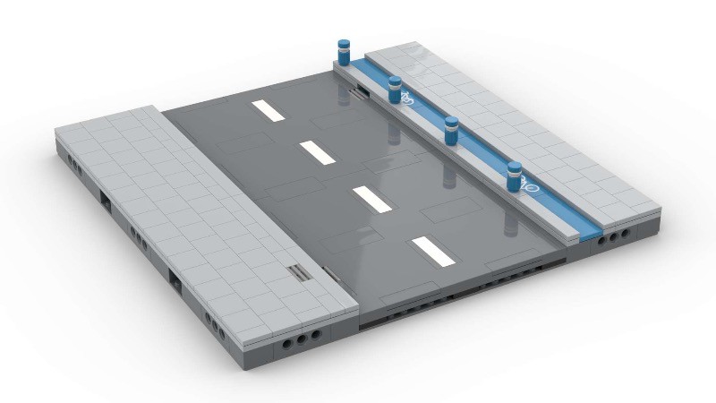 LEGO MOC MILS Modified 32x32 Road Module, Straight with Bicycle Lane by ...